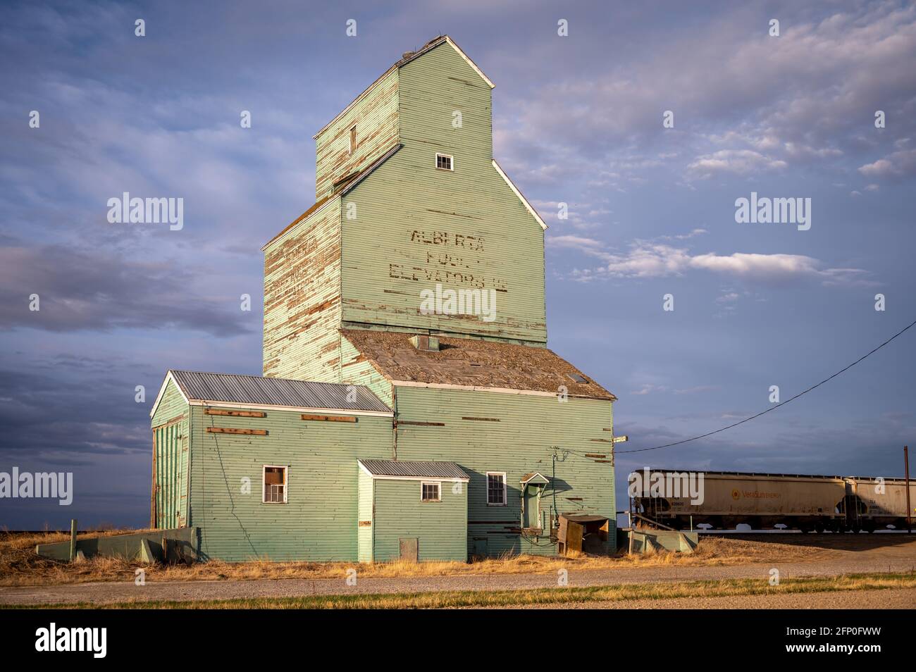 Brant, Alberta - May 7, 2021: Brant's old Alberta Wheat Pool grain ...