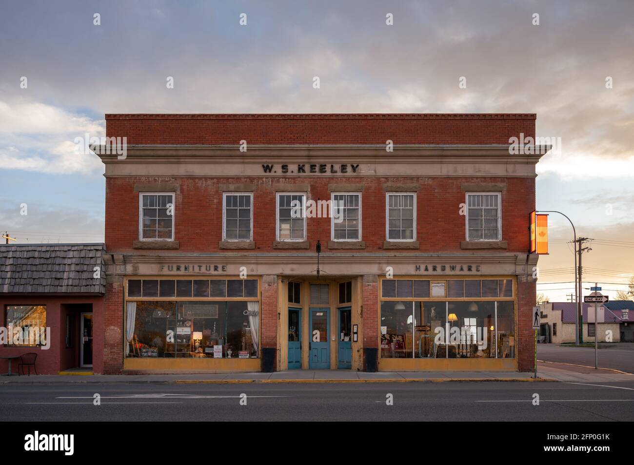 Nanton, Alberta - May 7, 2021: Facade of historical buildings in the ...