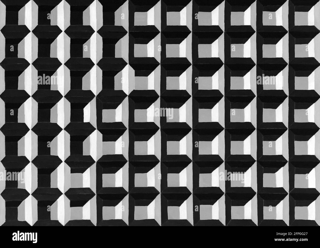 Cubes pattern mesh texture illustration. Hand drawn painting optical ...