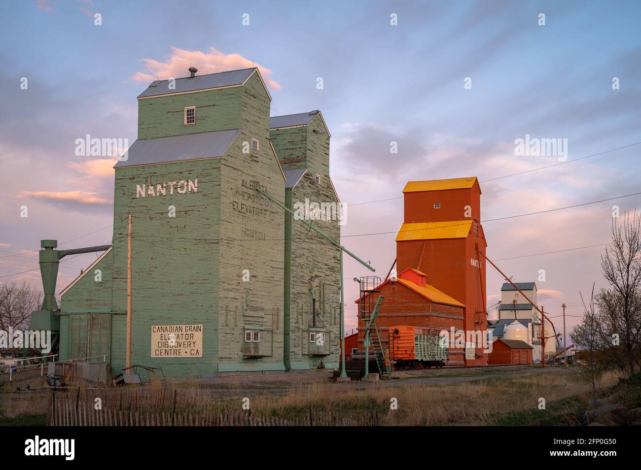 Nanton, Alberta - May 7, 2021: Elevator row in Nanton Alberta. These ...