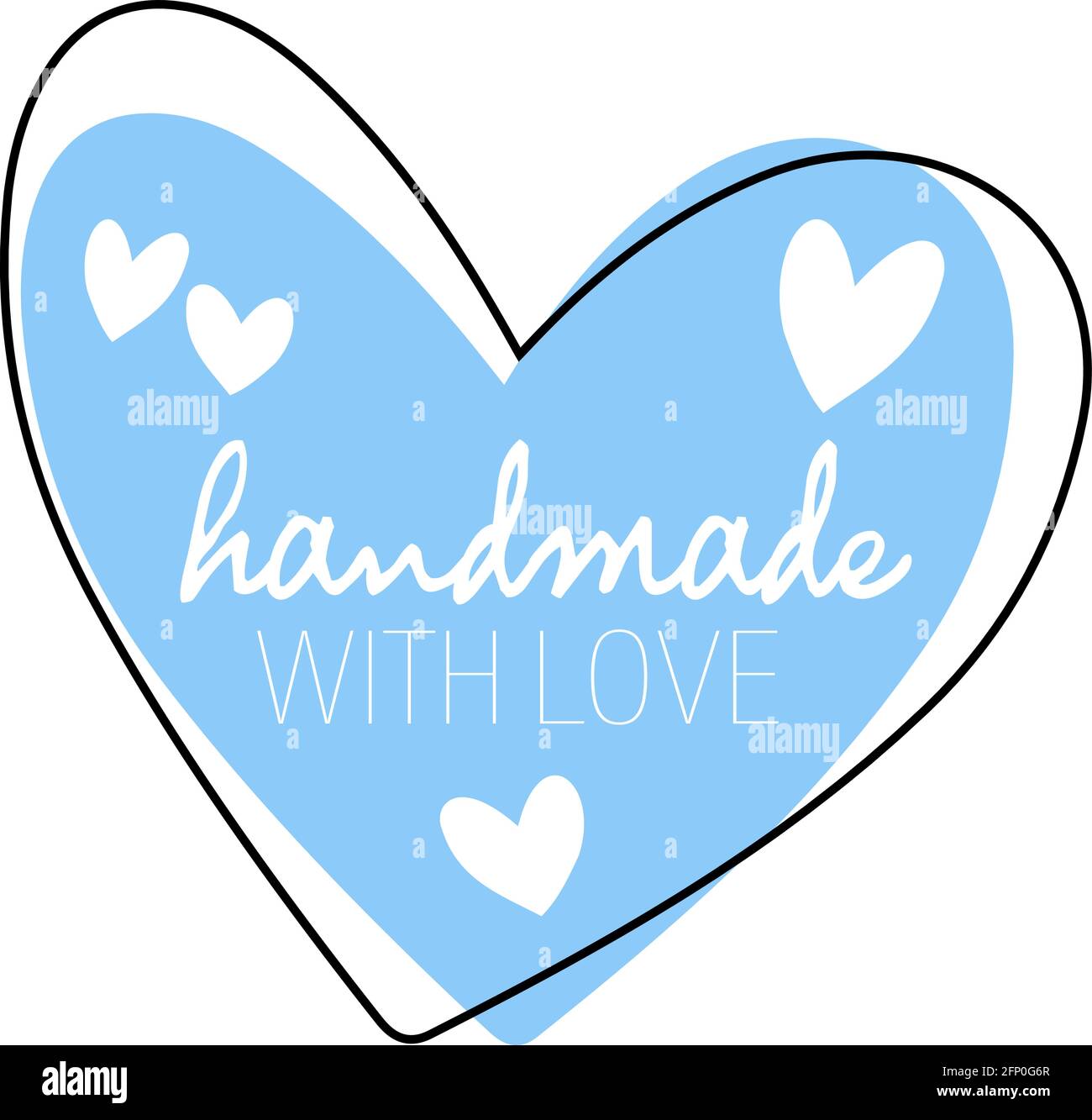 heart shaped HANDMADE WITH LOVE sticker or label isolated on white ...