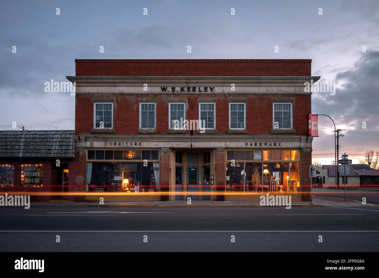 Nanton, Alberta - May 7, 2021: Facade of historical buildings in the ...