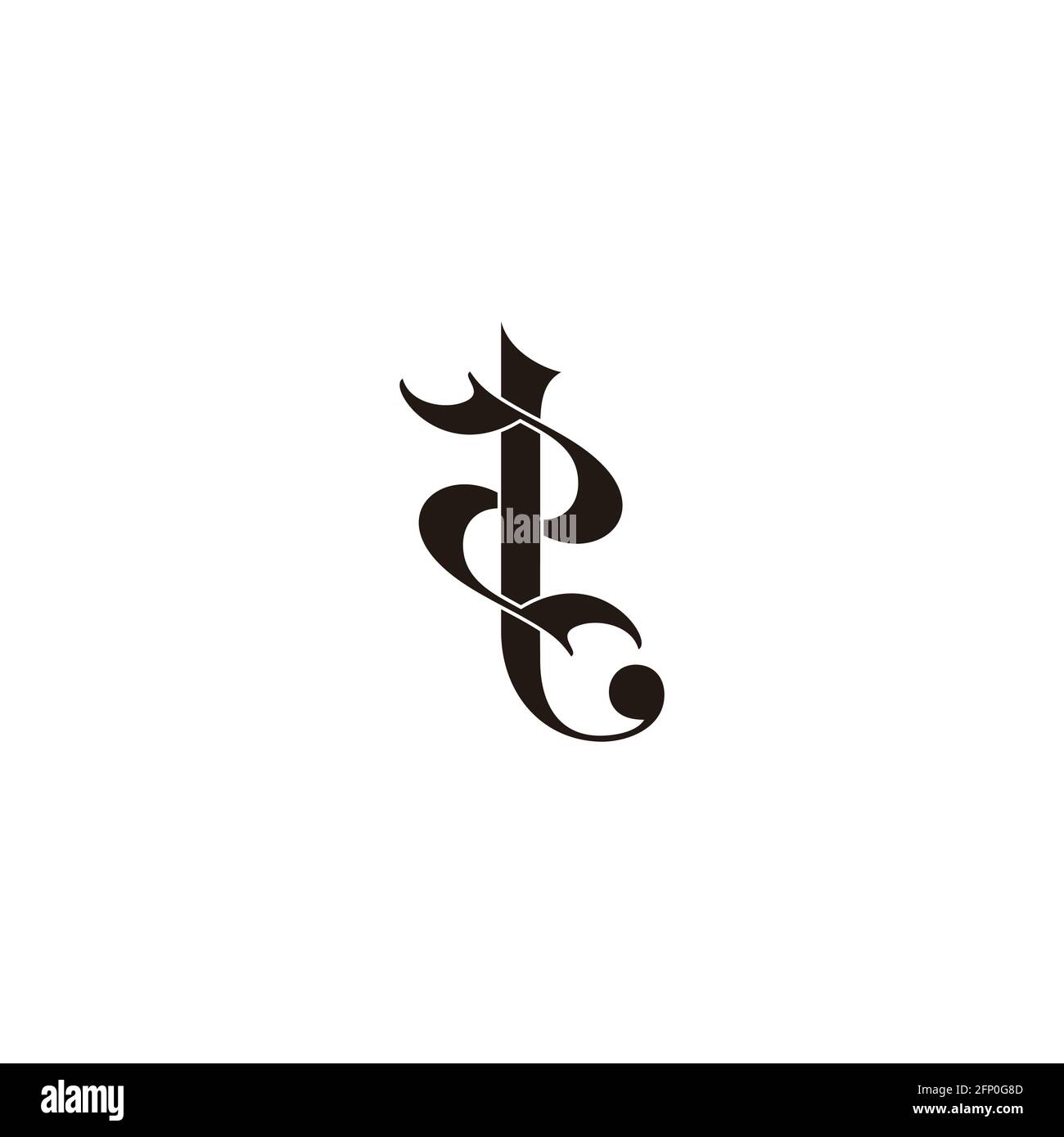 letter 2t simple linked curves 3d flat logo vector Stock Vector Image ...