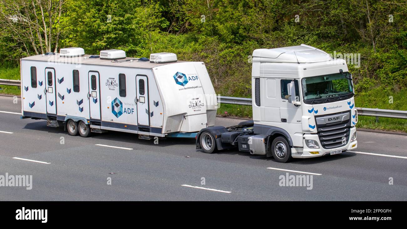 ADF facilities large two-wheeled double axle trailer & DAF XF tractor ...