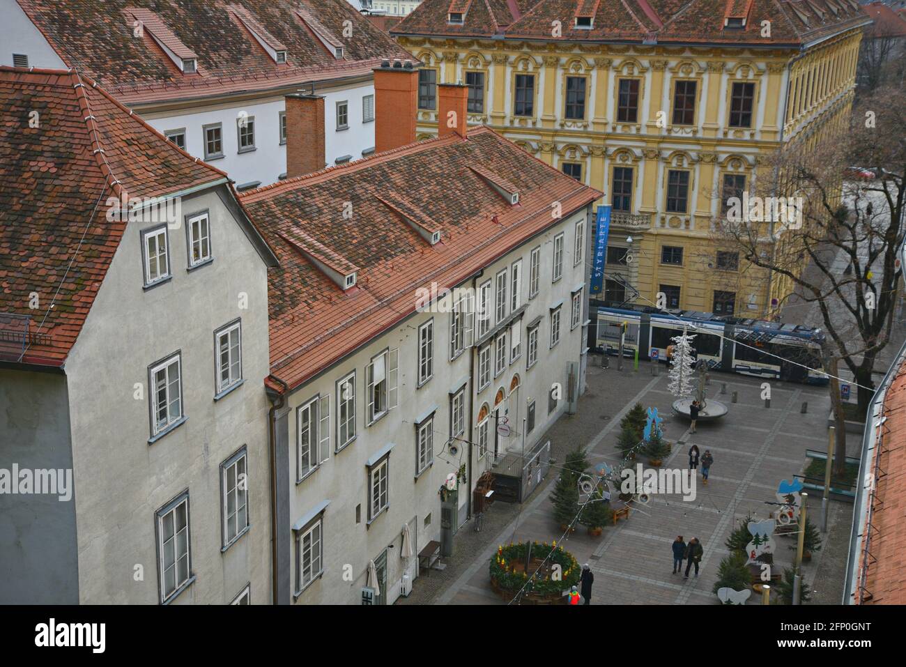 Panoramic view of Schlossbergplatz and Castle Hill square with the ...
