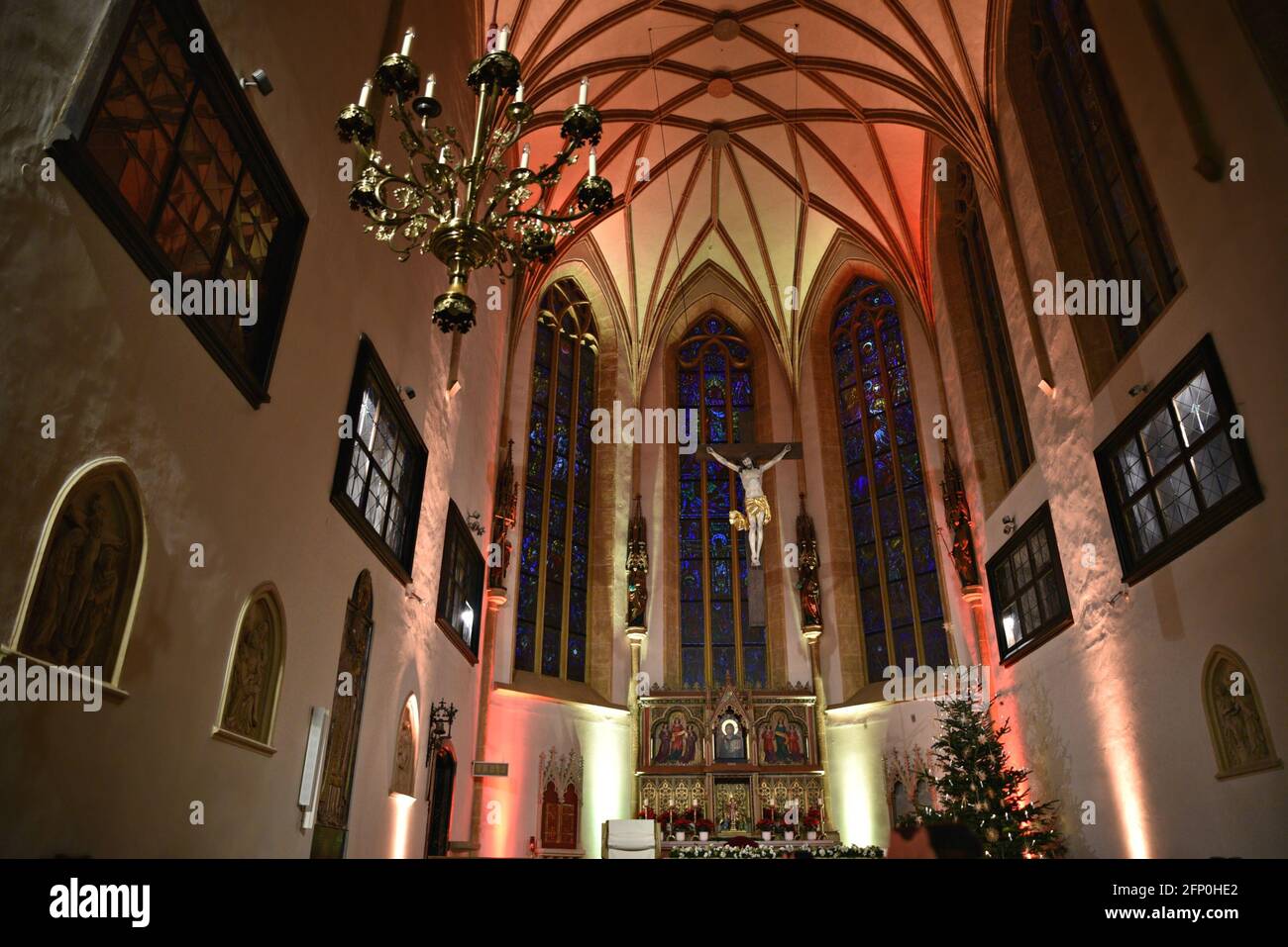 Scenic interior view of Stadtpfarrkirche the Gothic style Roman ...