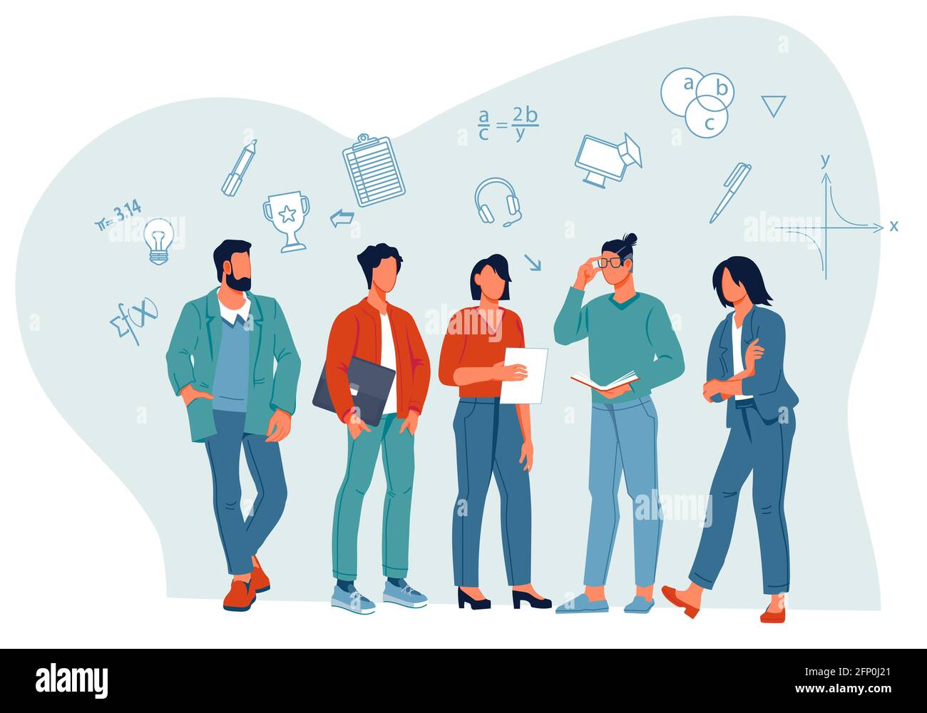 Group of young teachers, college or university students or scientists ...