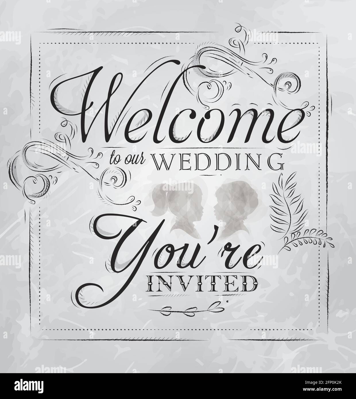Wedding lettering Welcome to our wedding, you're invited stylized ...
