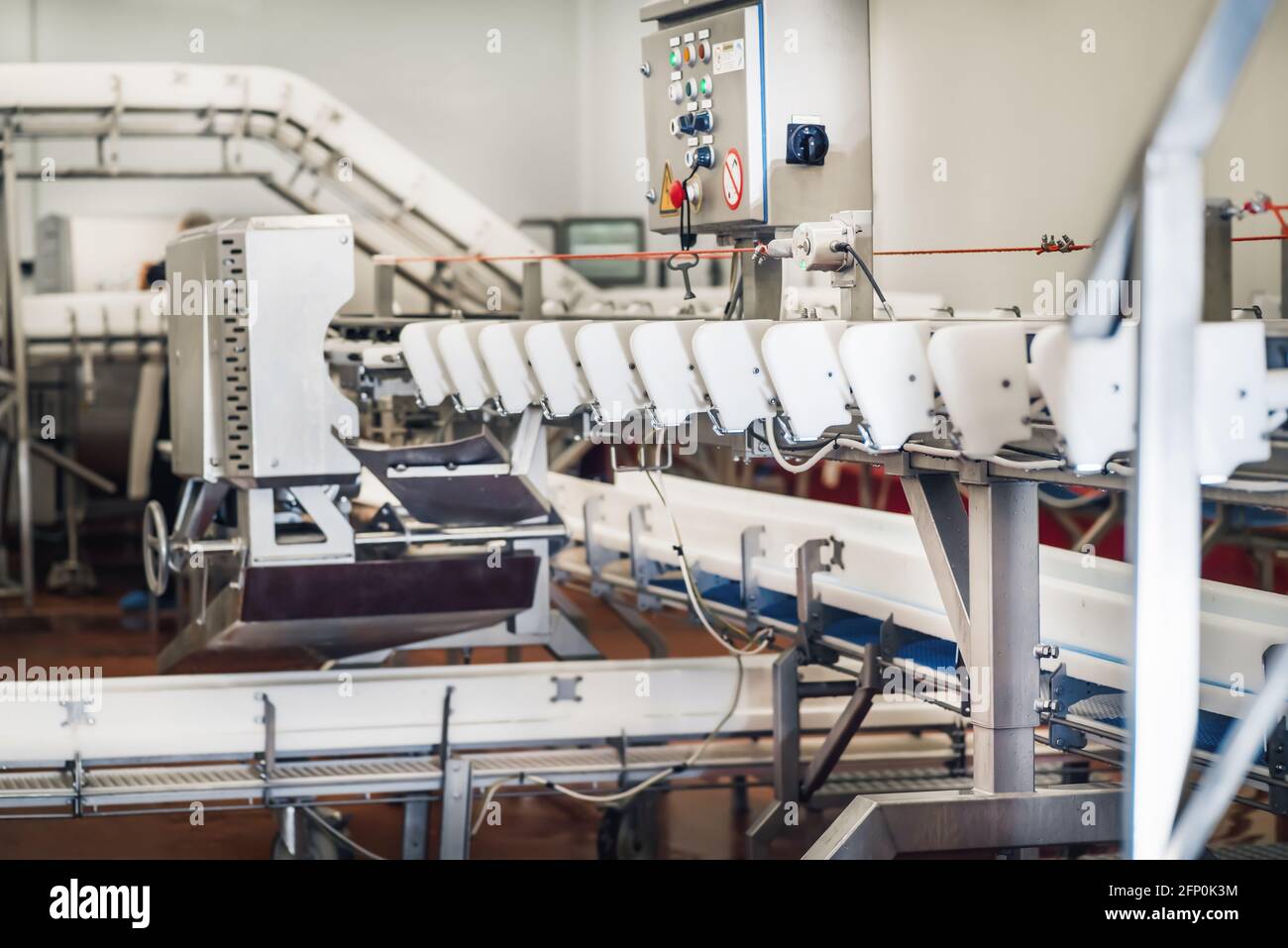 Automated line poultry equipment.Meat processing factory.Industrial ...