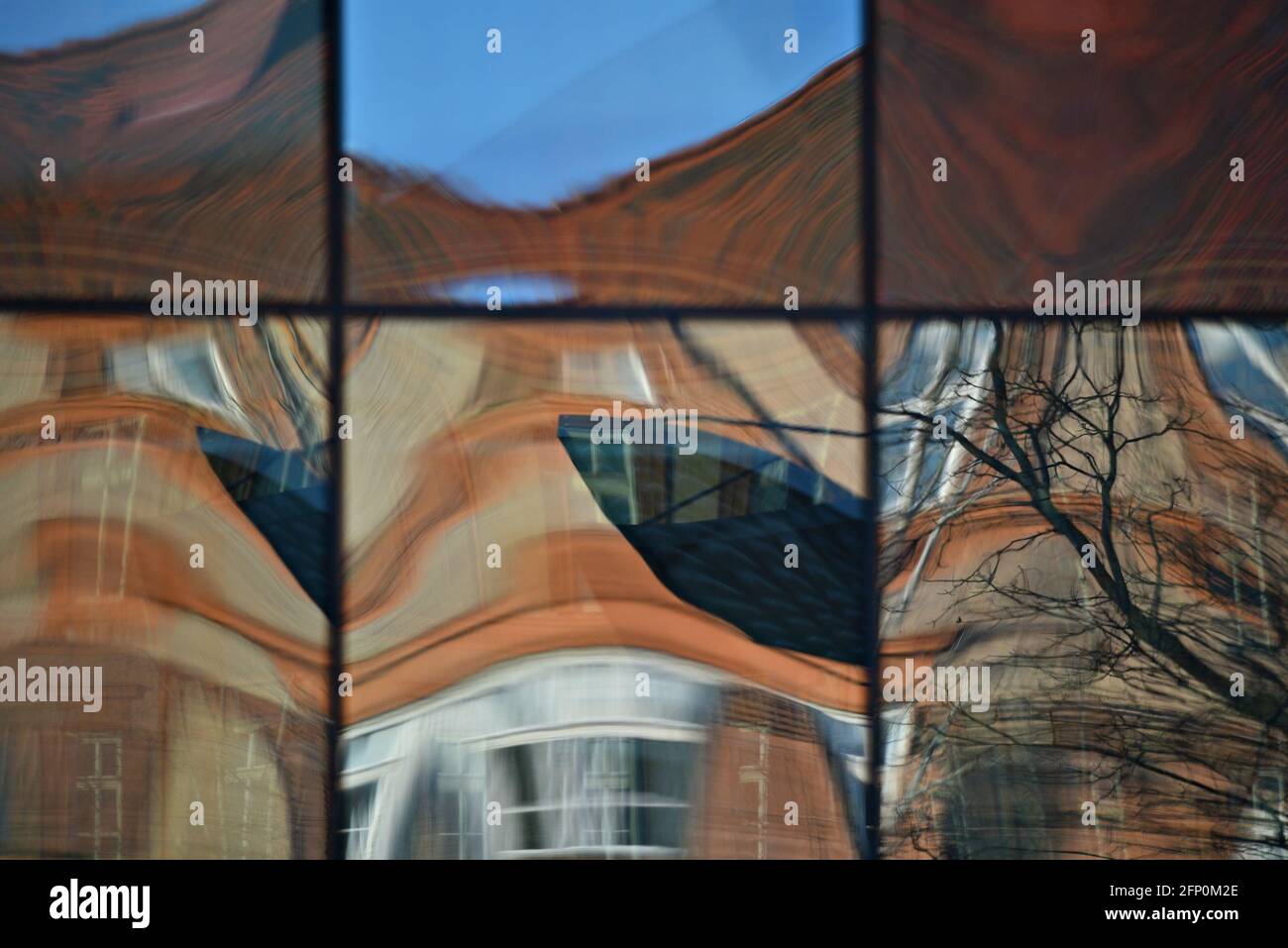 Reflections on the glass facade of the Kunsthaus the ultra-modern ...