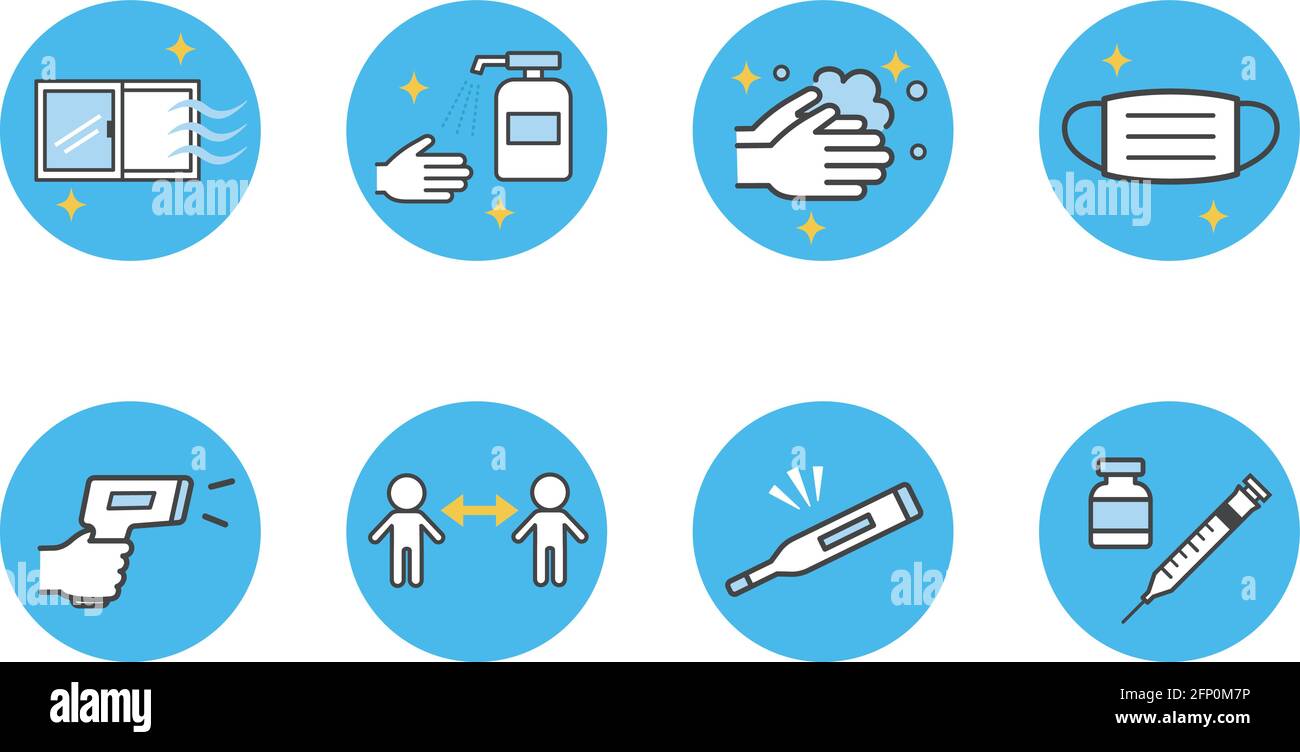 Set of signs for countermeasures against covid-19. Vector illustration ...