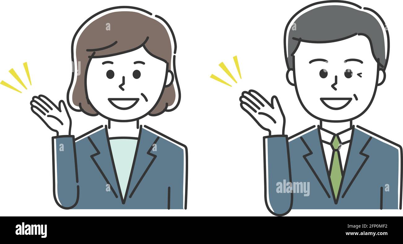 Set of office workers guiding someone around. Vector illustration ...