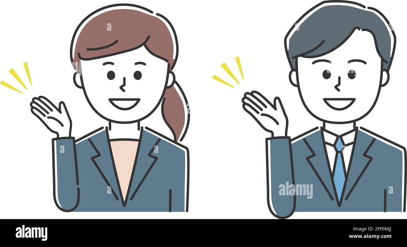 Set of office workers guiding someone around. Vector illustration ...