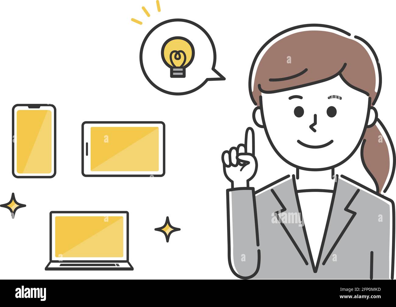 Woman explaining handheld devices hi-res stock photography and images ...