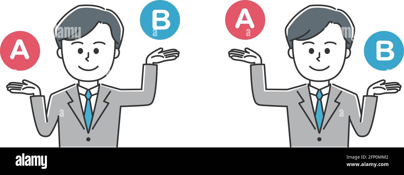 Office worker comparing A and B. Vector illustration isolated on white ...