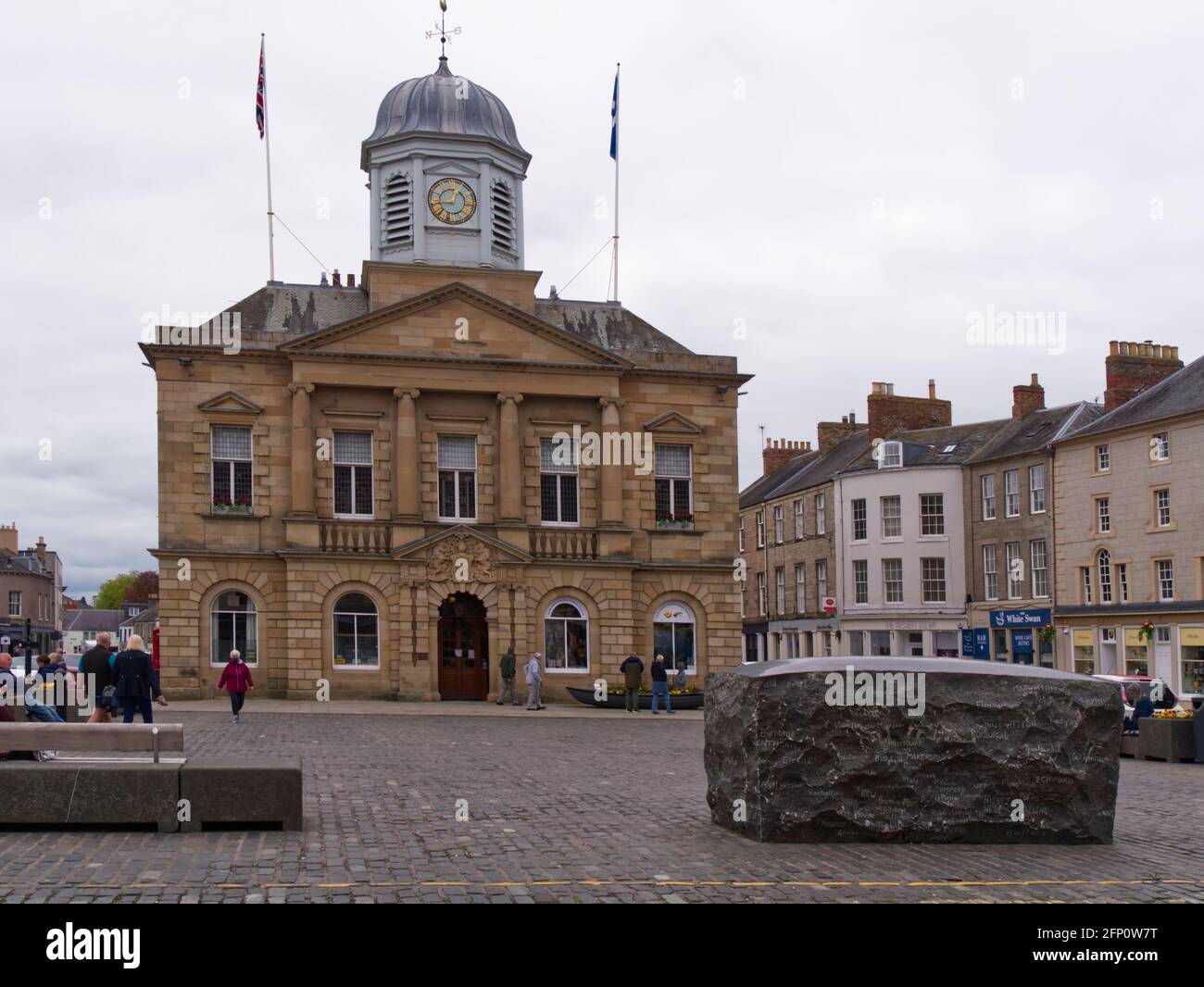 The Kelsae Stane (Stone) by sculptor Jake Harvey outside the town hall ...
