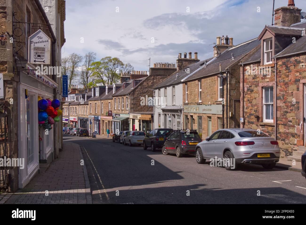traditional houses and shops on the High Street, Melrose,Scottish ...