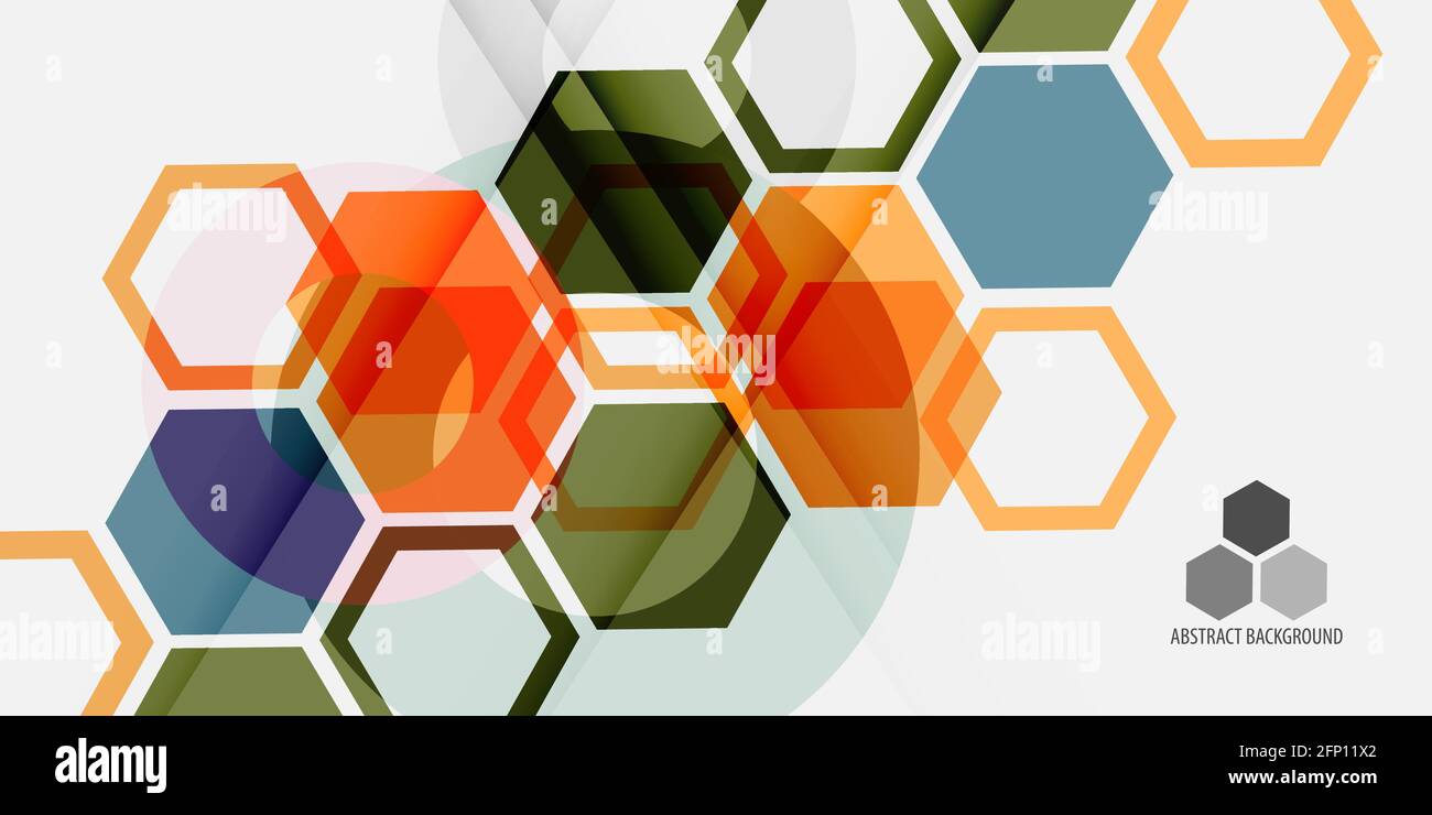 Abstract colorful background template with blended hexagon shapes Stock ...