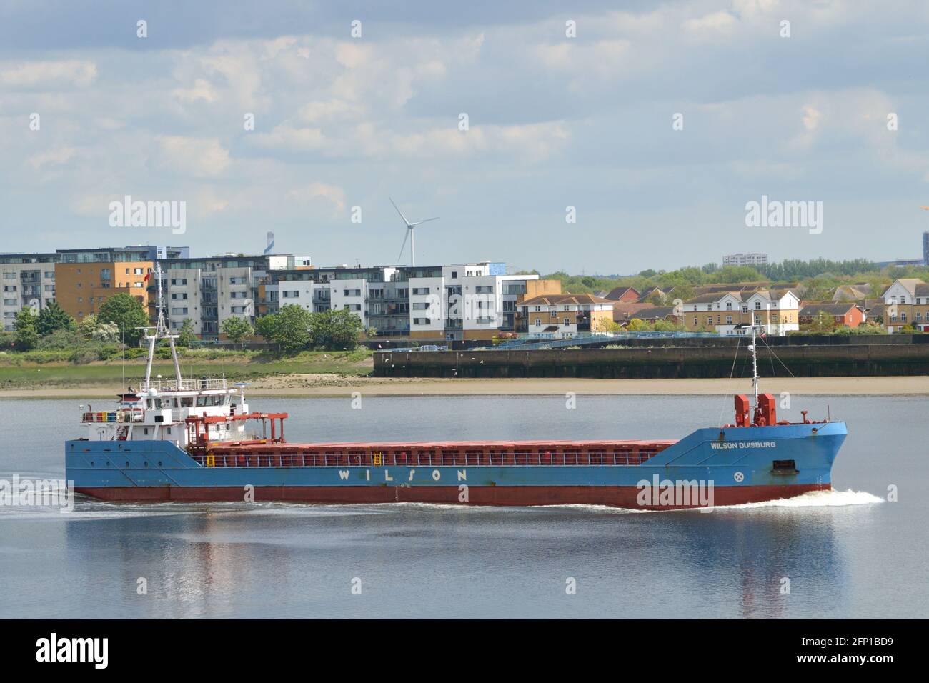 Cargo ship Wilson Wilson Duisburg arrives on the River Thames to ...