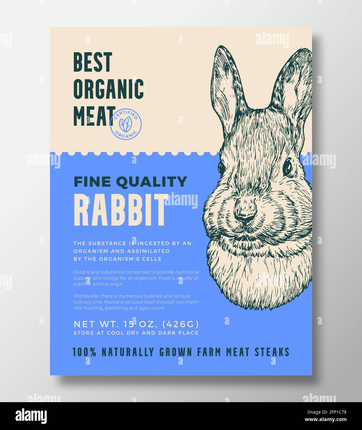 Animal Portrait Organic Meat Abstract Vector Packaging Design or Label ...