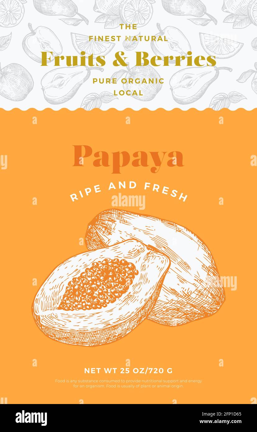 Fruits and Berries Pattern Label Template. Abstract Vector Packaging ...