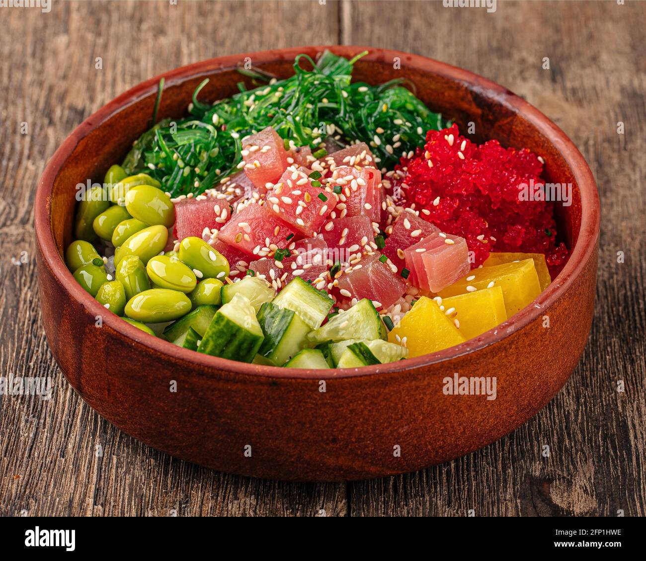 Hawaiian tuna poke bowl with vegetables Stock Photo - Alamy