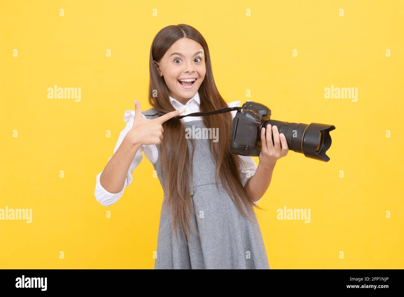 advertisement. photographer beginner with modern camera. making video ...