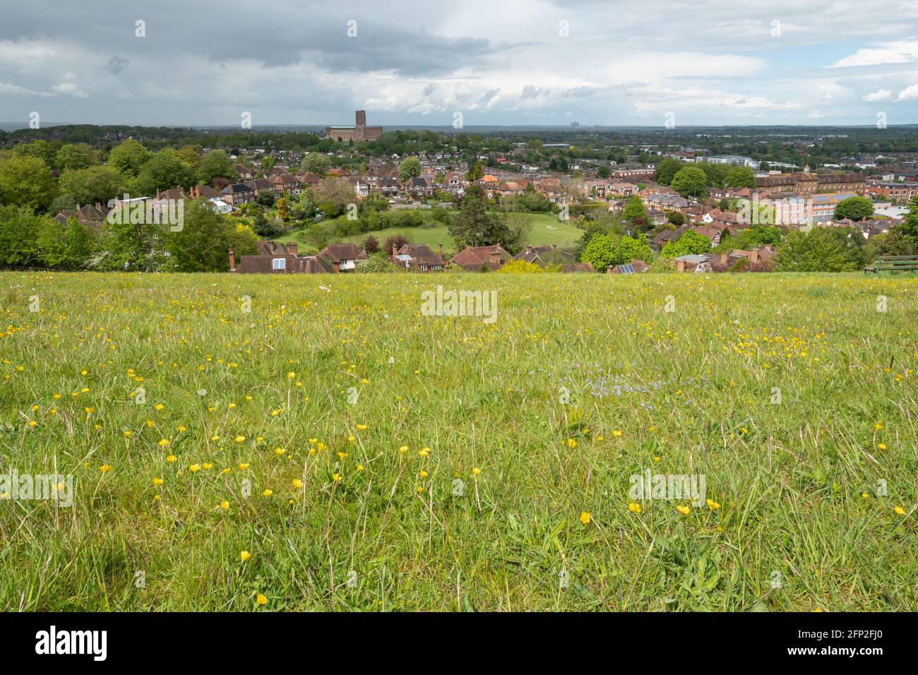 View from The Mount over Guildford town, Surrey, England, UK, during ...