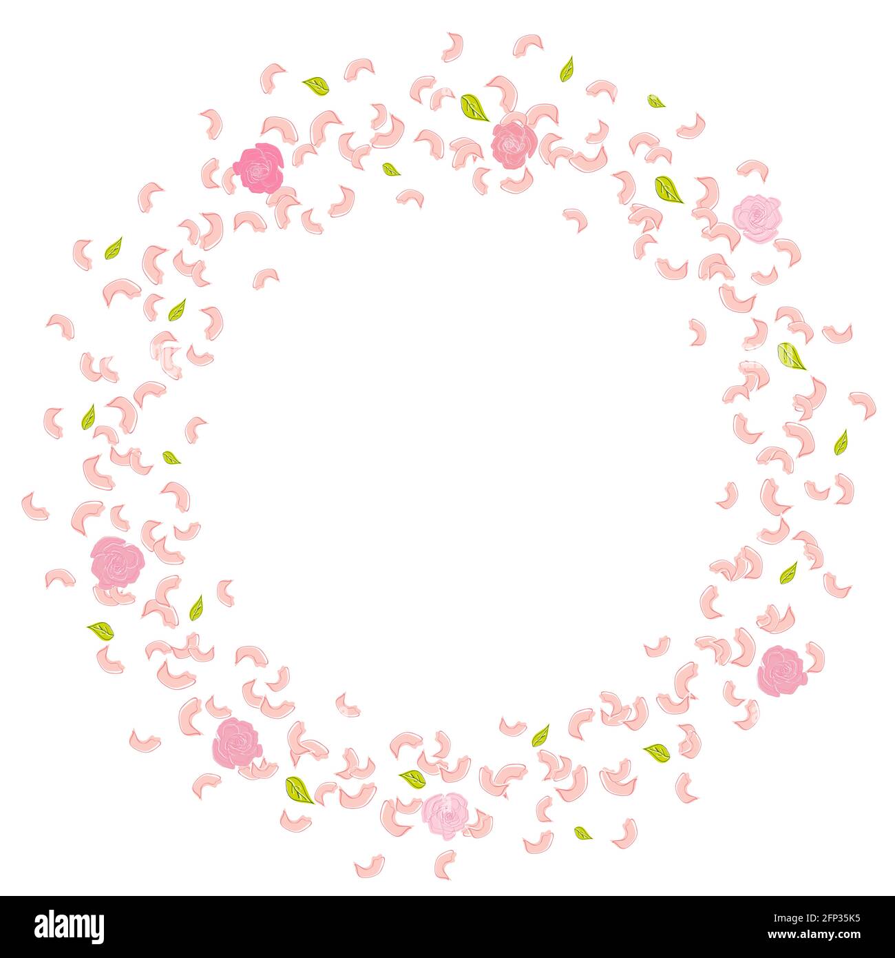 A frame of rotating, flying petals, roses and leaves. Whirlwind ...