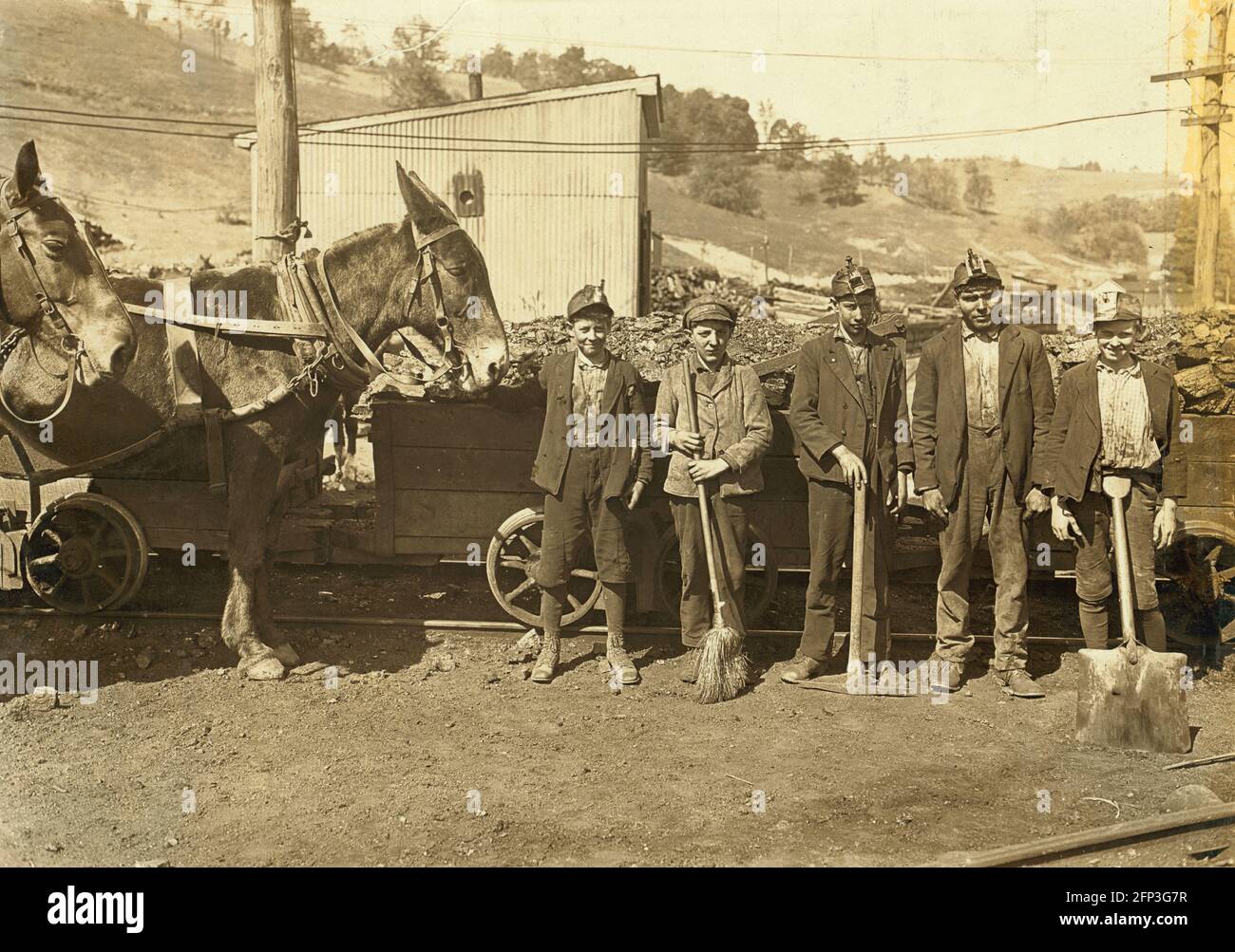 Child Labour: Tipple boy and drivers at a coal mine in West Virginia ...