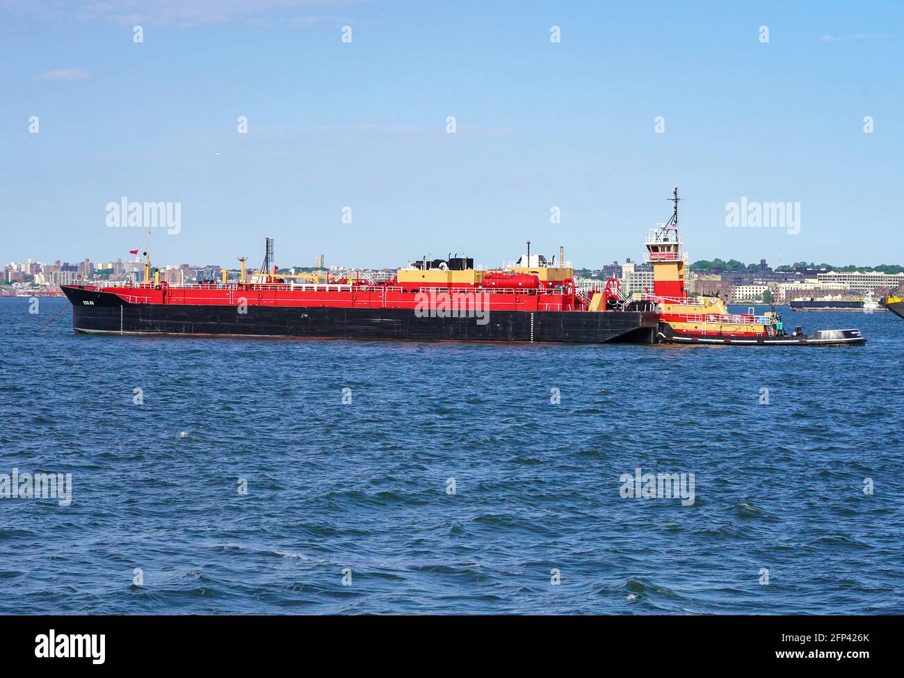 Oil Barges and Oil Tankers as seen in the Hudson River adjacent to New ...
