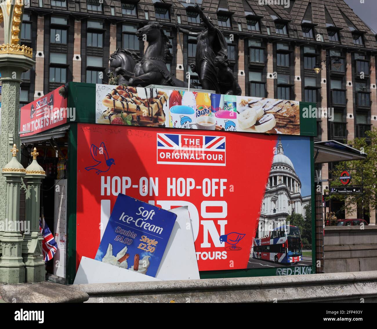 View of a Union Jack Style London Hop-on, Hop-off Tour Billboard Stock ...