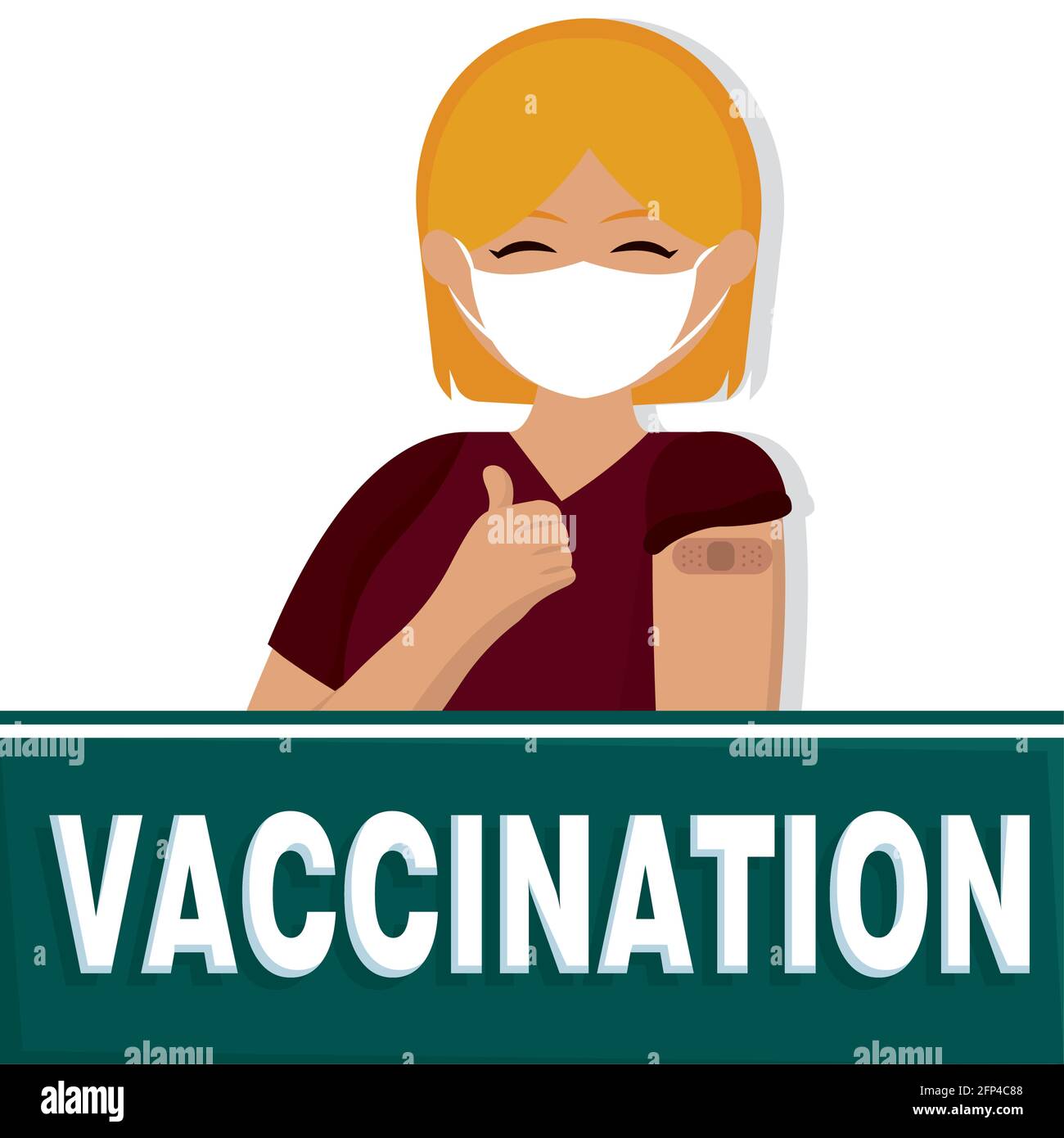 Happy vaccinated woman Vaccination time poster VEctor illustration ...
