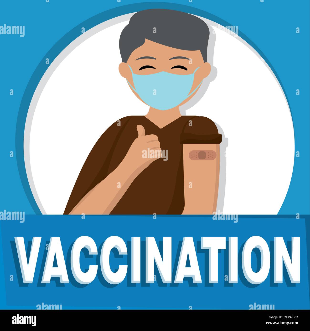 Happy vaccinated man Vaccination time poster VEctor illustration Stock ...