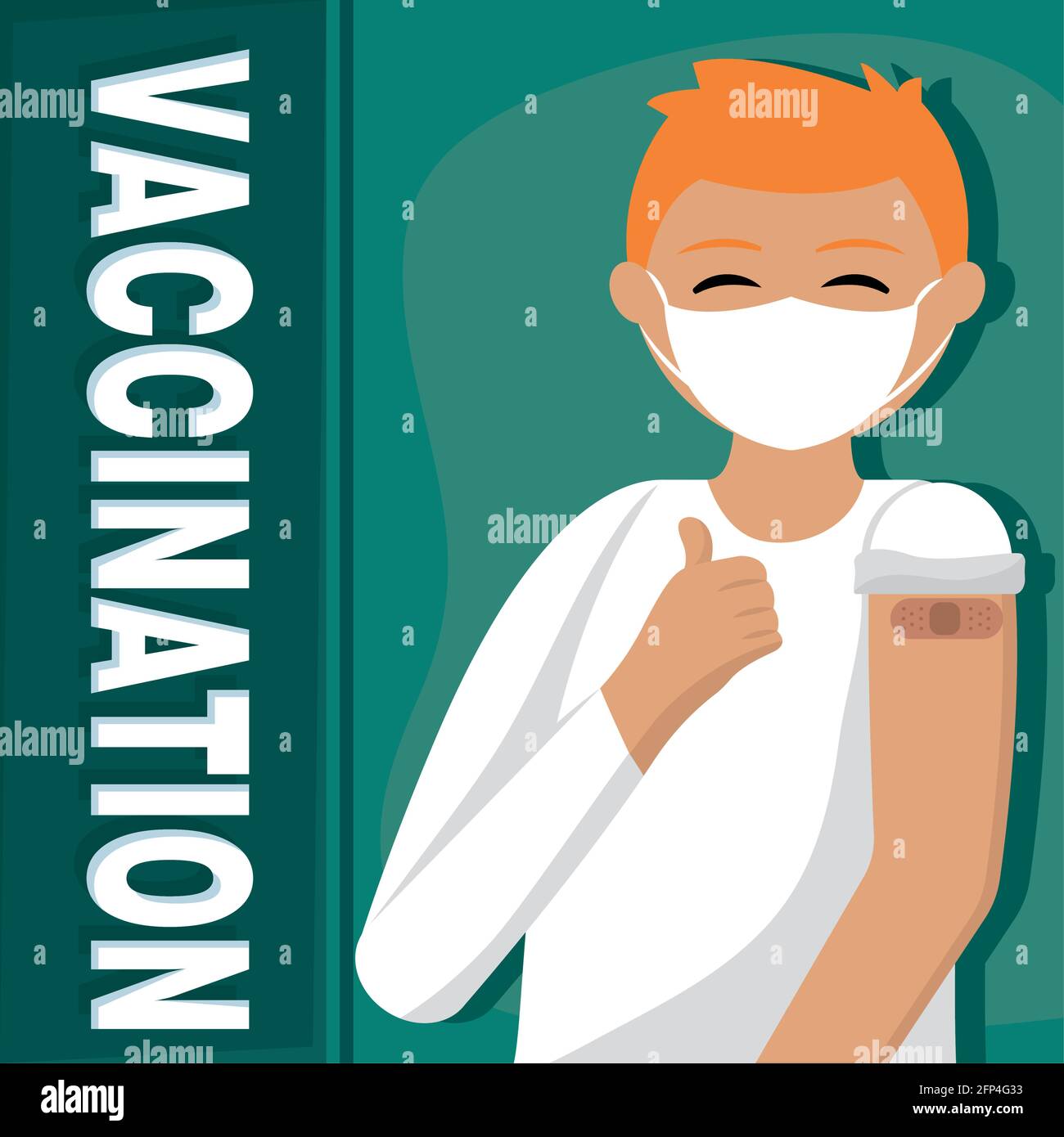 Happy vaccinated man Vaccination time poster VEctor illustration Stock ...