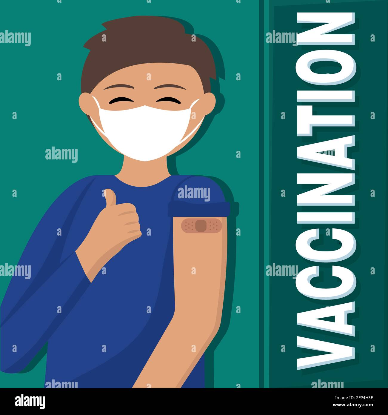 Happy vaccinated man Vaccination time poster VEctor illustration Stock ...