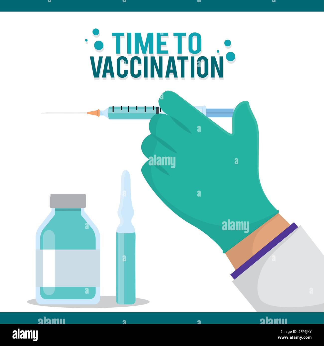 Hand with syringe and vaccine vial Vaccination poster Vector ...