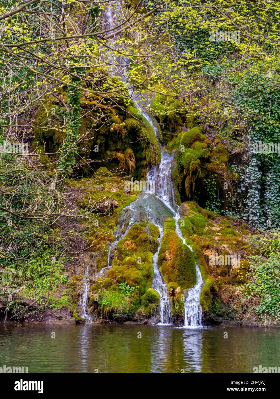 The Cascade Waterfall and River Derwent in spring at Matlock Bath in ...