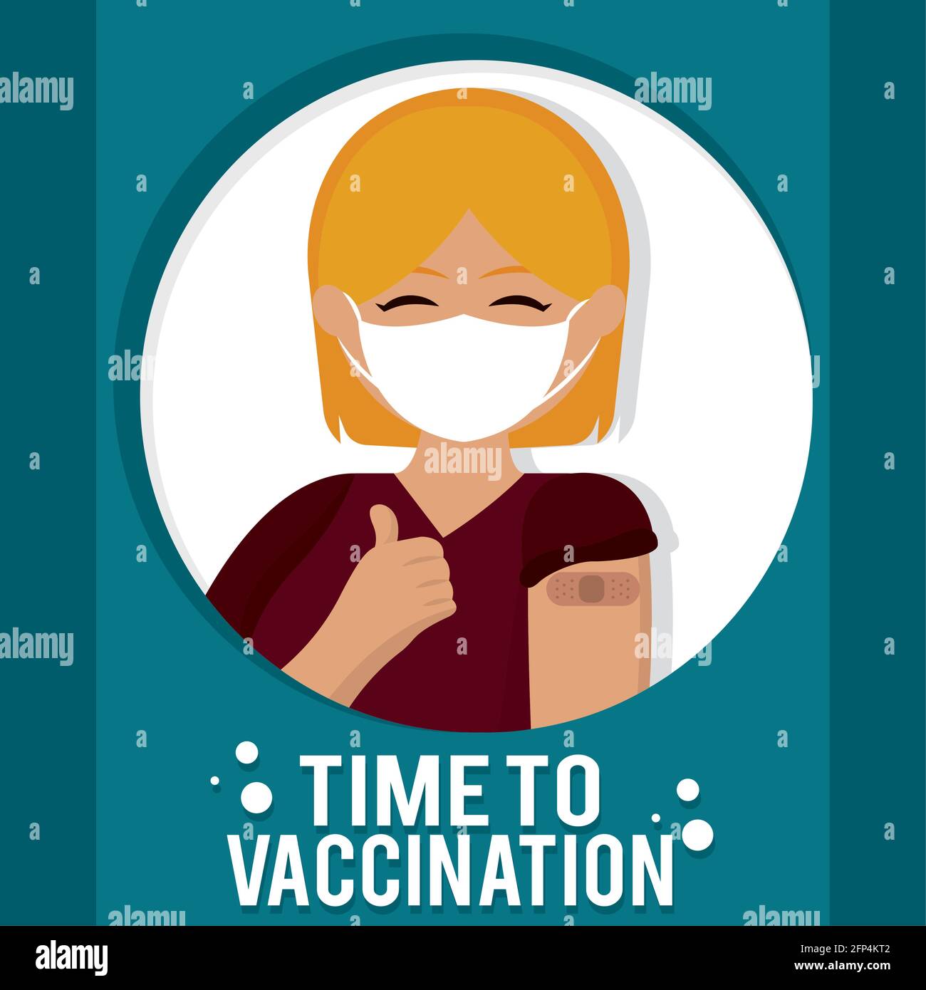 Happy vaccinated woman Vaccination time poster VEctor illustration ...