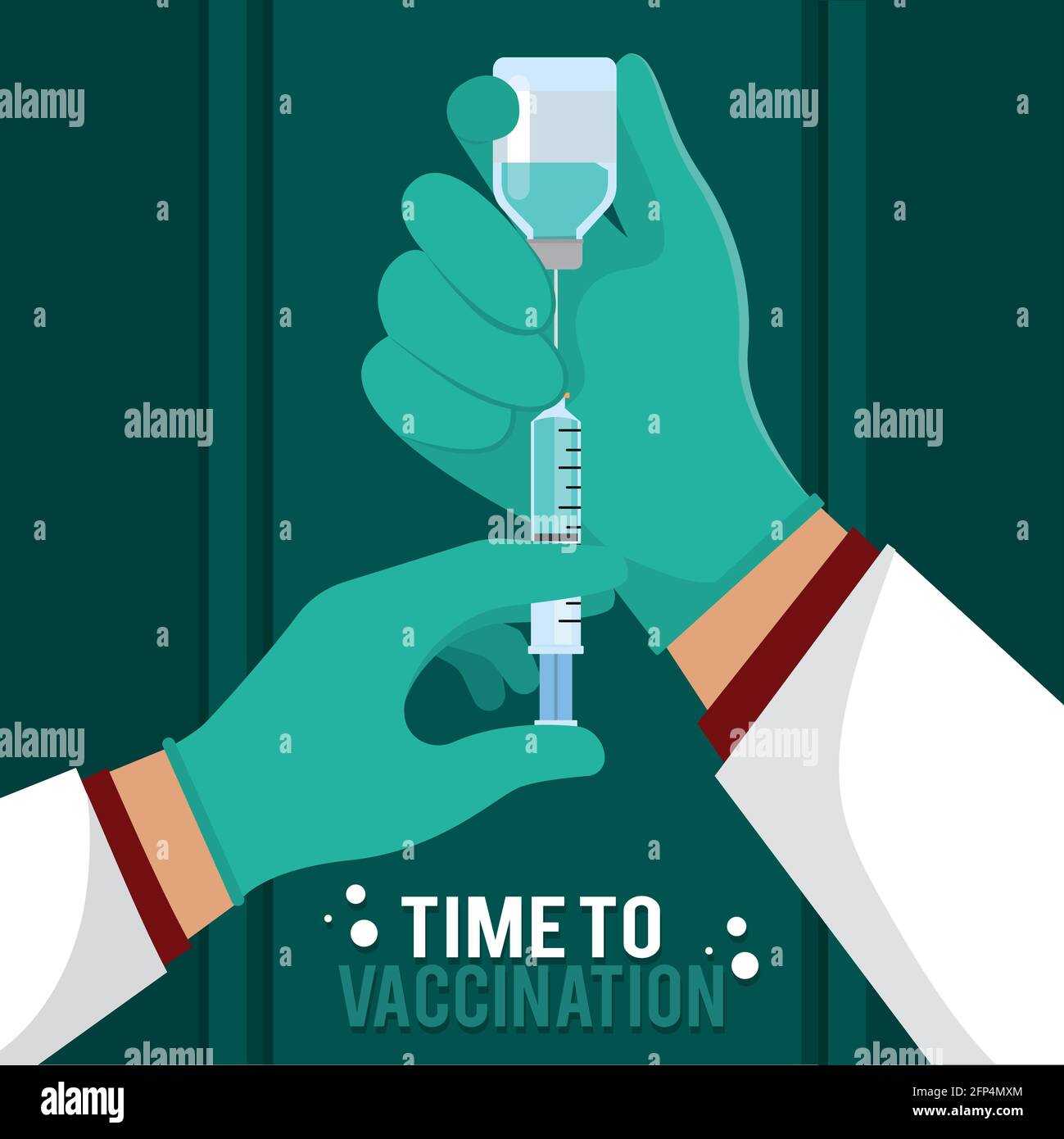 Hand with syringe and vaccine vial Vaccination poster Vector ...