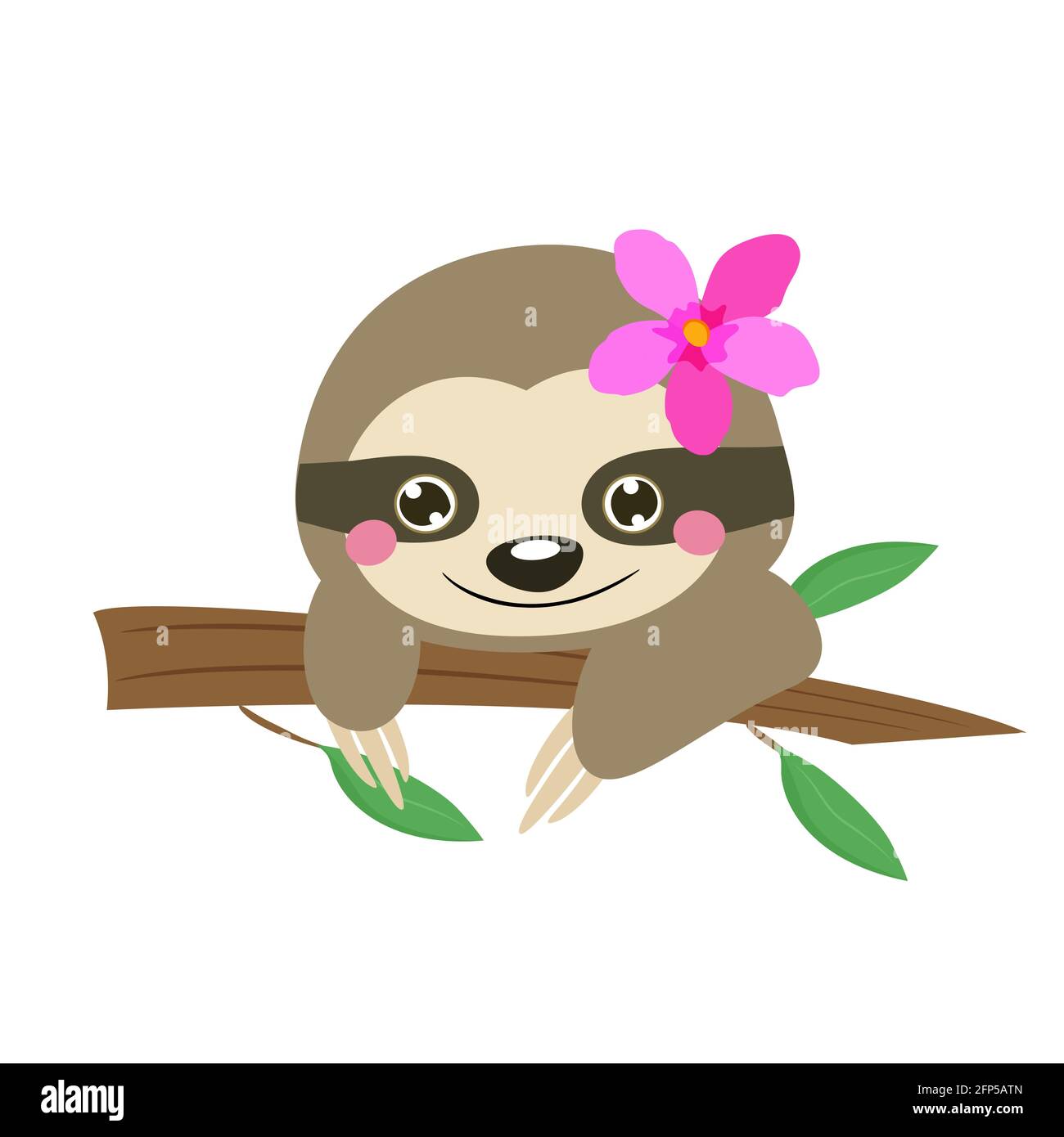 Cute sloth in cartoon style. Vector illustration Stock Vector Image ...