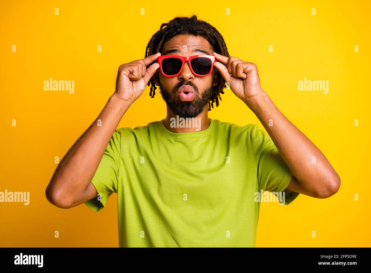Photo of young man amazed shocked fake novelty news rumor hand touch ...