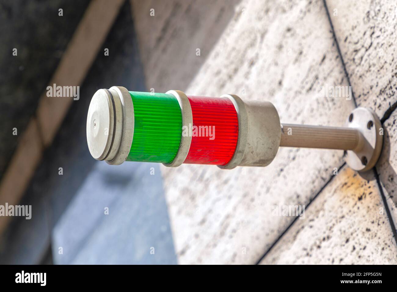 Traffic Light Signal for Parking Garage at Building Wall Stock Photo ...