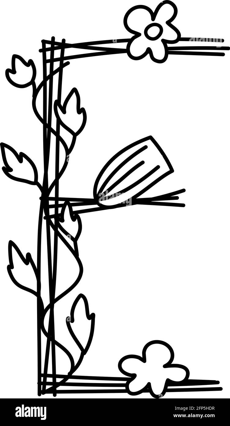 Vintage floral bold Letter E logo spring. Classic Summer Letter Design ...