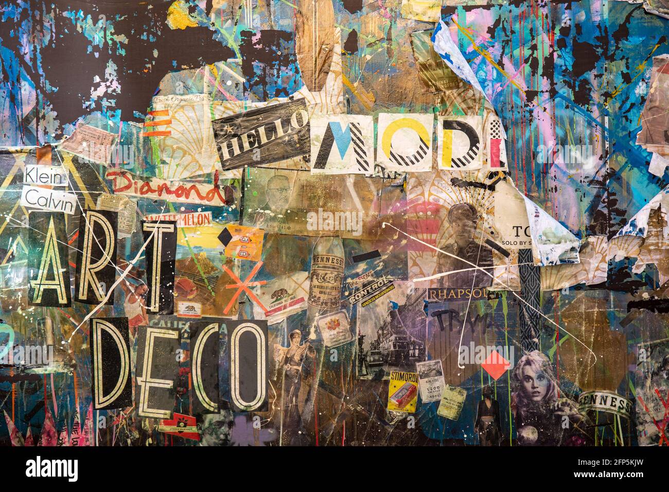 Street art collage by Ale Lauraeus on construction site fence during ...