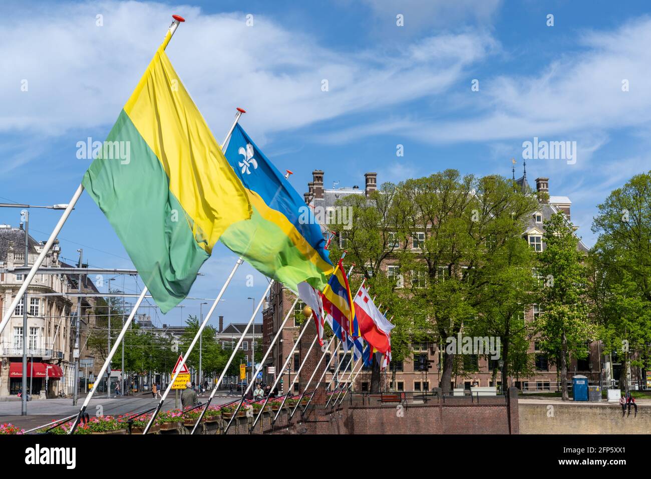 Den Haag, Netherlands - 16 May, 2021: the flags of the twelve Dutch ...