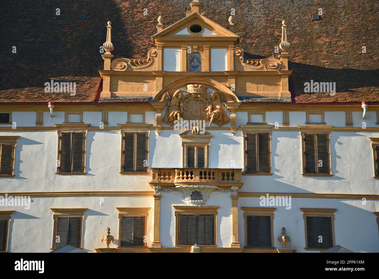 Scenic facade view at Schloss Eggenberg a 17th century Baroque style ...