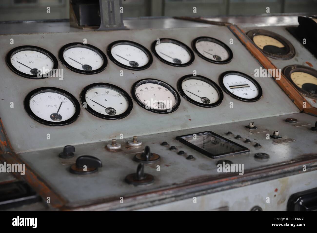 Control Panel of an old Power Plant Stock Photo - Alamy