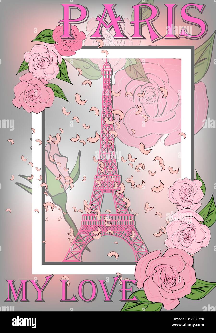 Vintage France poster design. romantic background with Eiffel tower and ...