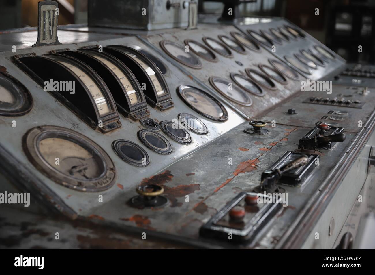 Control Panel of an old Power Plant Stock Photo - Alamy